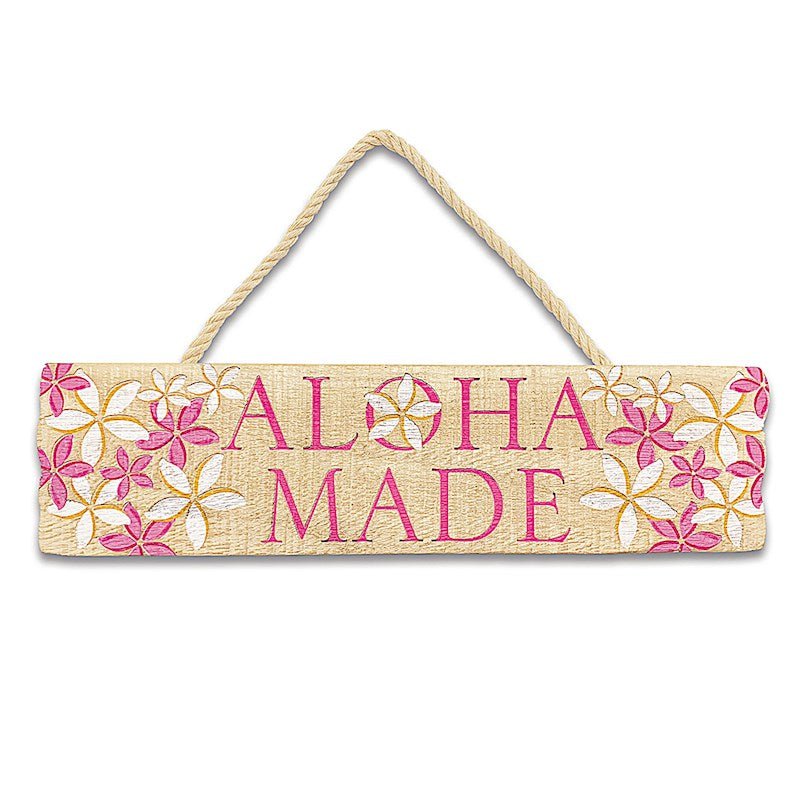 "Aloha Made - Plumeria" Wooden Hanging Sign — Leilanis Attic