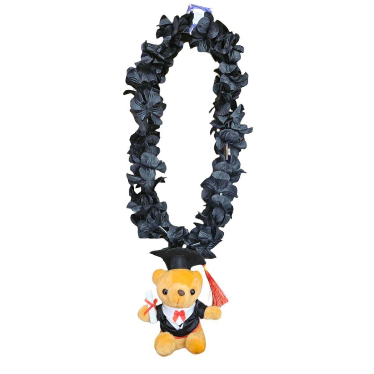 Black Silk Lei with Teddy Bear — Leilanis Attic