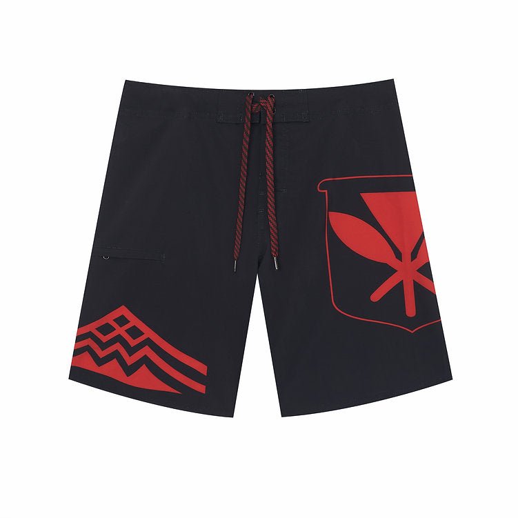 "Black/Red Mauna Kea" Board Short Men's 4 Way Stretch - Wailoa ...