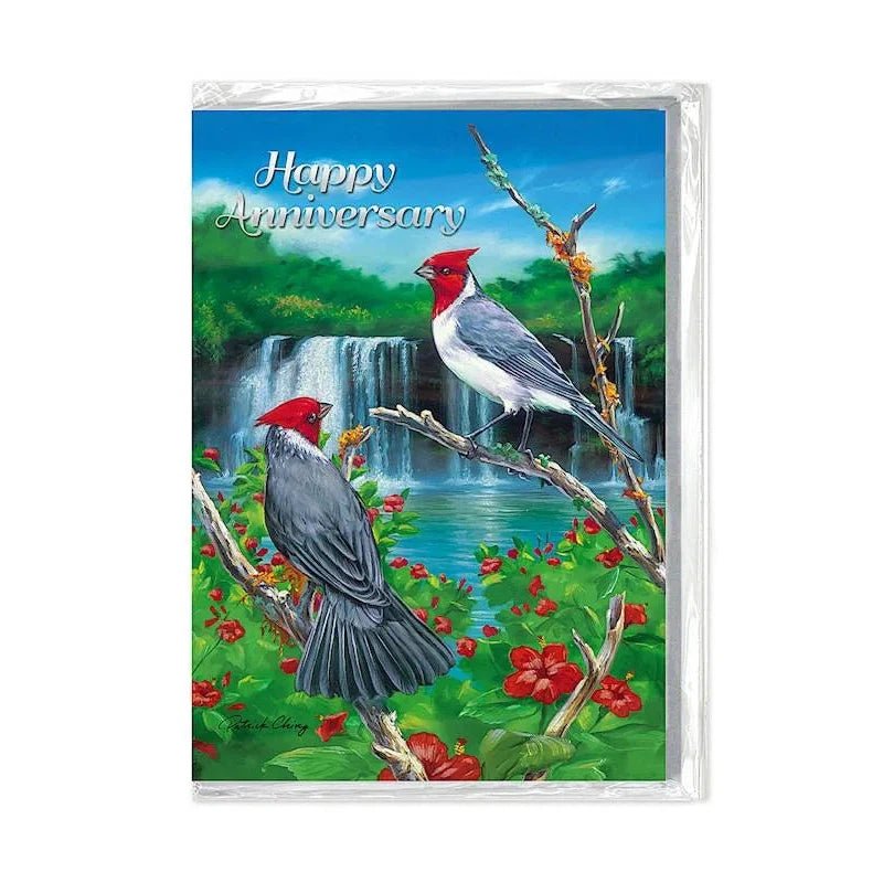 Greeting Card, Anniversary "Hibiscus Cardinals" — Leilanis Attic