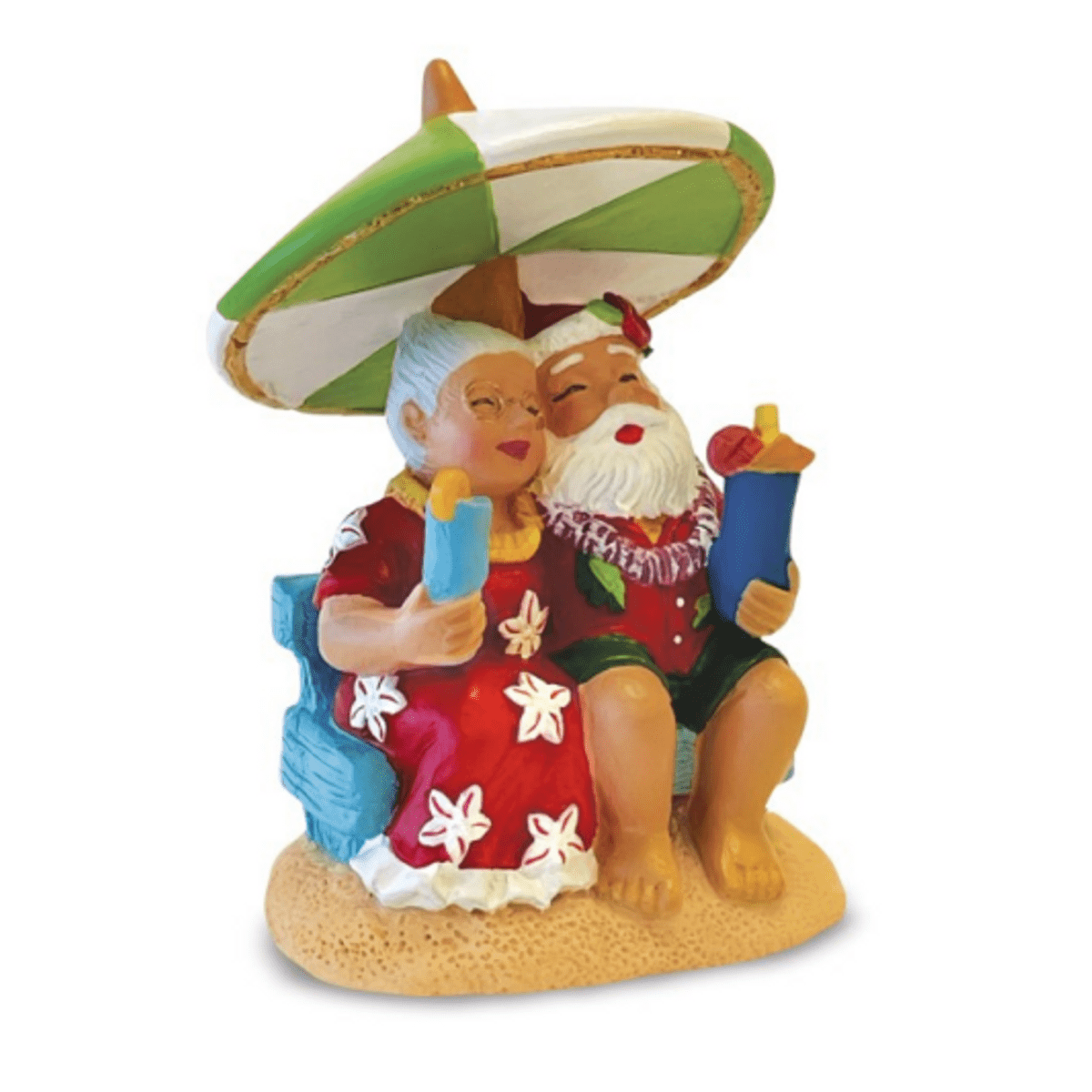Hand Painted Ornament, Mr. & Mrs. Claus On Vacation — Leilanis Attic