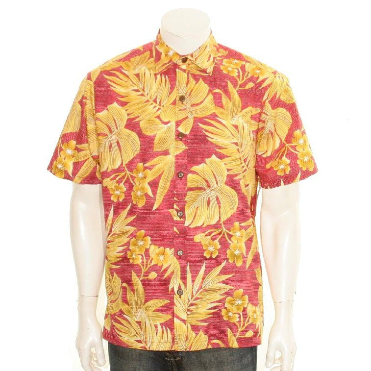 Hilo Hattie "Laulima" Aloha Shirt Red/Gold — Leilanis Attic