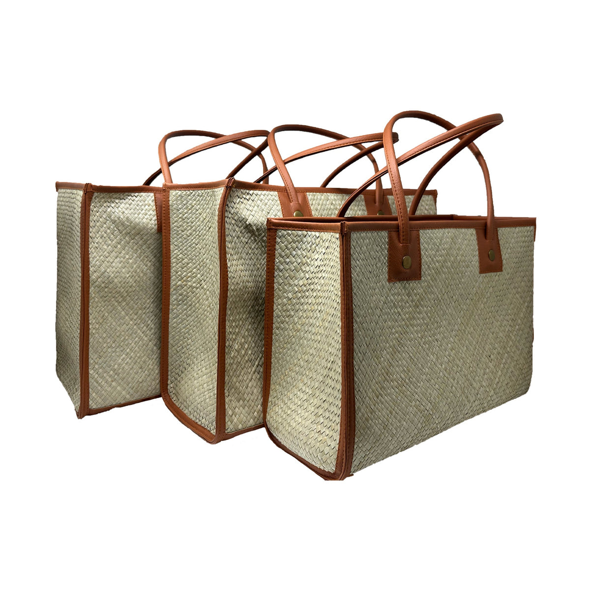 Lauhala Hand Bags with Leather Handle No Zipper — Leilanis Attic