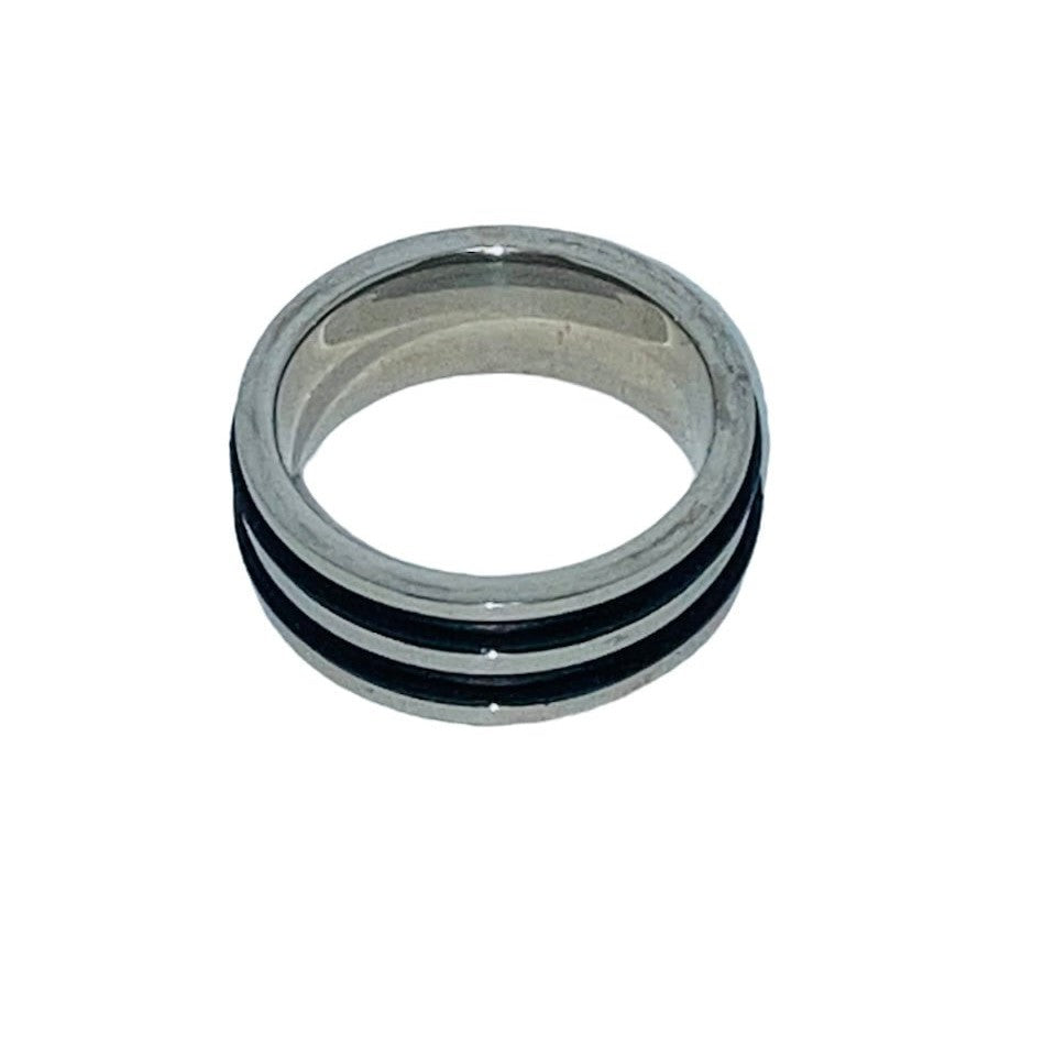Men's 8mm Surgical Steel Ring, Thick Double Rubber Inlay — Leilanis Attic